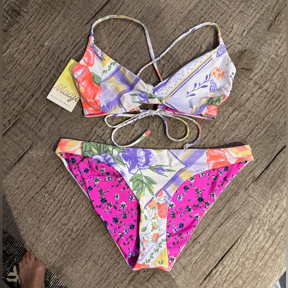 Maaji | Swim | Maaji White Floralpink Floral Reversible Bikini | Poshmark